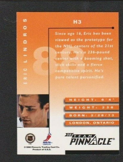 1998 PINNACLE TEAM PINNACLE COLLECTOR'S CLUB BANKRUPTCY SET #H3 ERIC ...