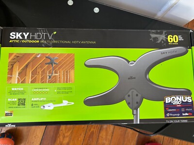Sky hdtv Attic Outdoor Multi-Directional 4K HDTV Antenna up to 60 Mile ...