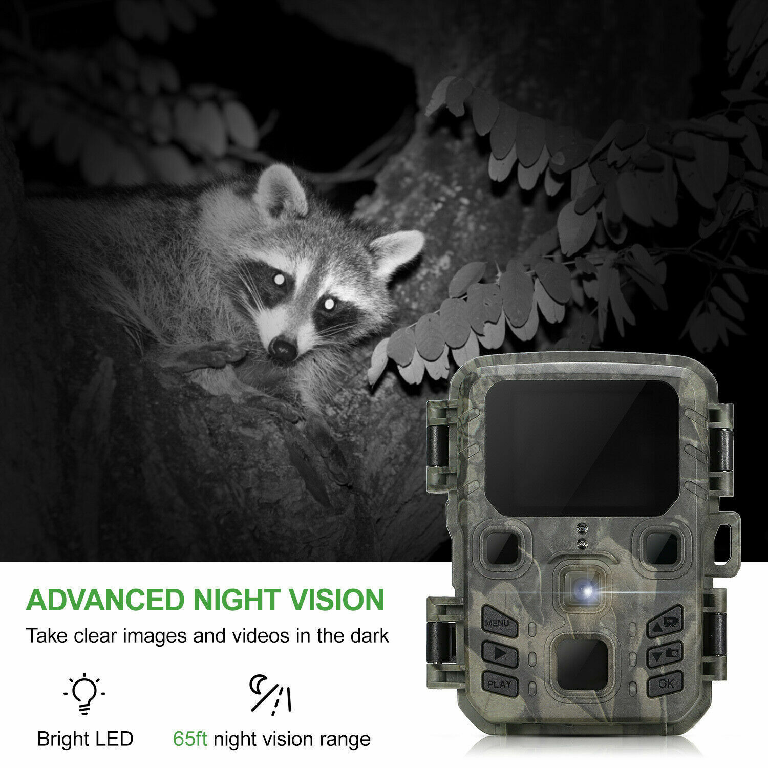 SUNTEK Mini Hunting Trail Camera 24MP 1080P Wildlife Cam Night Vision+ ...