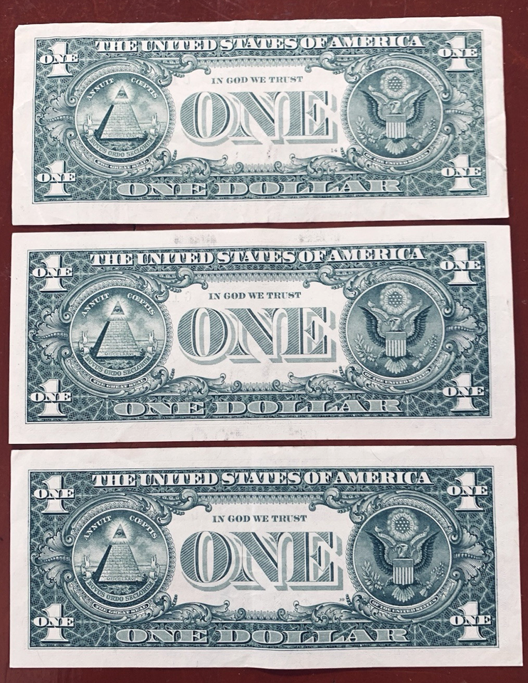 1952 Birth Year Notes One Dollar Fancy Serial Numbers Lot of 3 | eBay