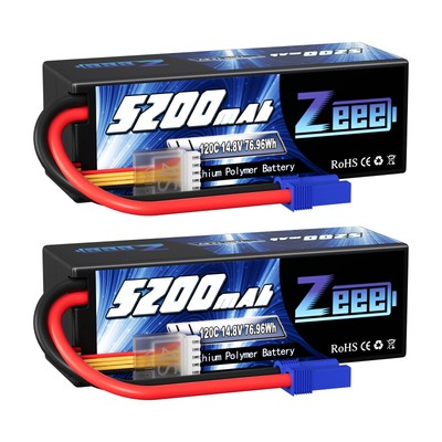 2x Zeee 4S LiPo Battery 5200mAh 14.8V 120C EC5 for RC Car Truck Crawler ...
