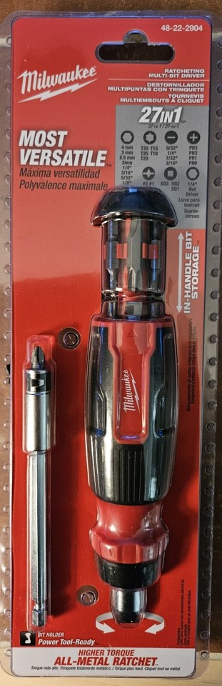 Milwaukee 27-In-1 Ratcheting Multi-Bit Screwdriver 48-22-2904 New ...