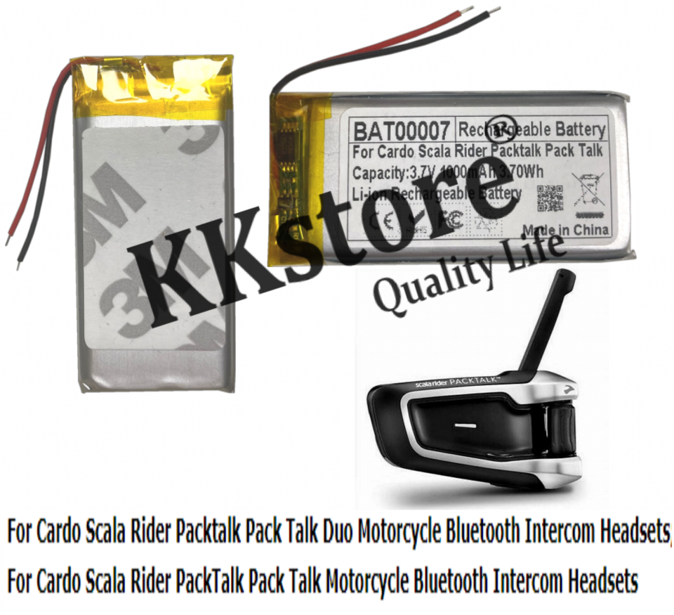 BAT00007 1000mAh Battery for Cardo Scala Rider Packtalk Pack Talk Duo ...