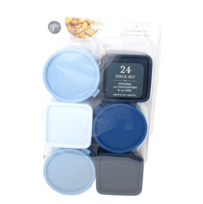 Core Condiment Container Set 24 pc Blue stackable 3.2oz capacity BPA ...
