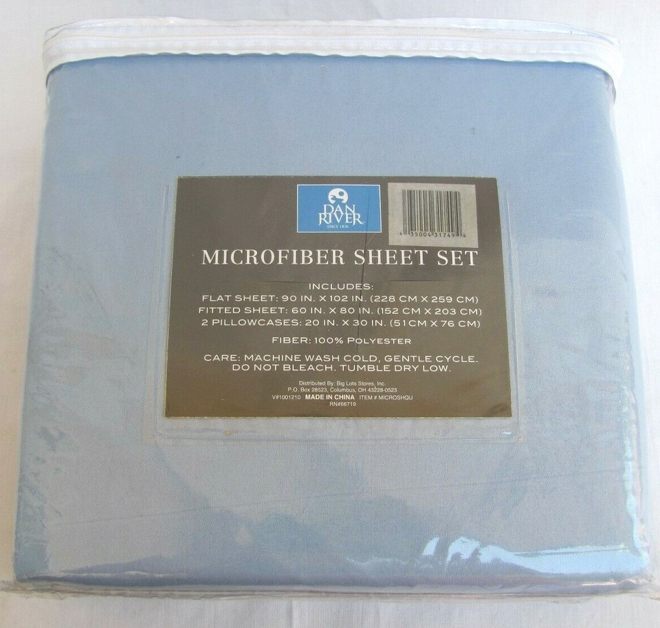 4 PC..DAN RIVER..QUEEN SIZE..MICROFIBER..SHEET SET..BLUE..NIP | eBay