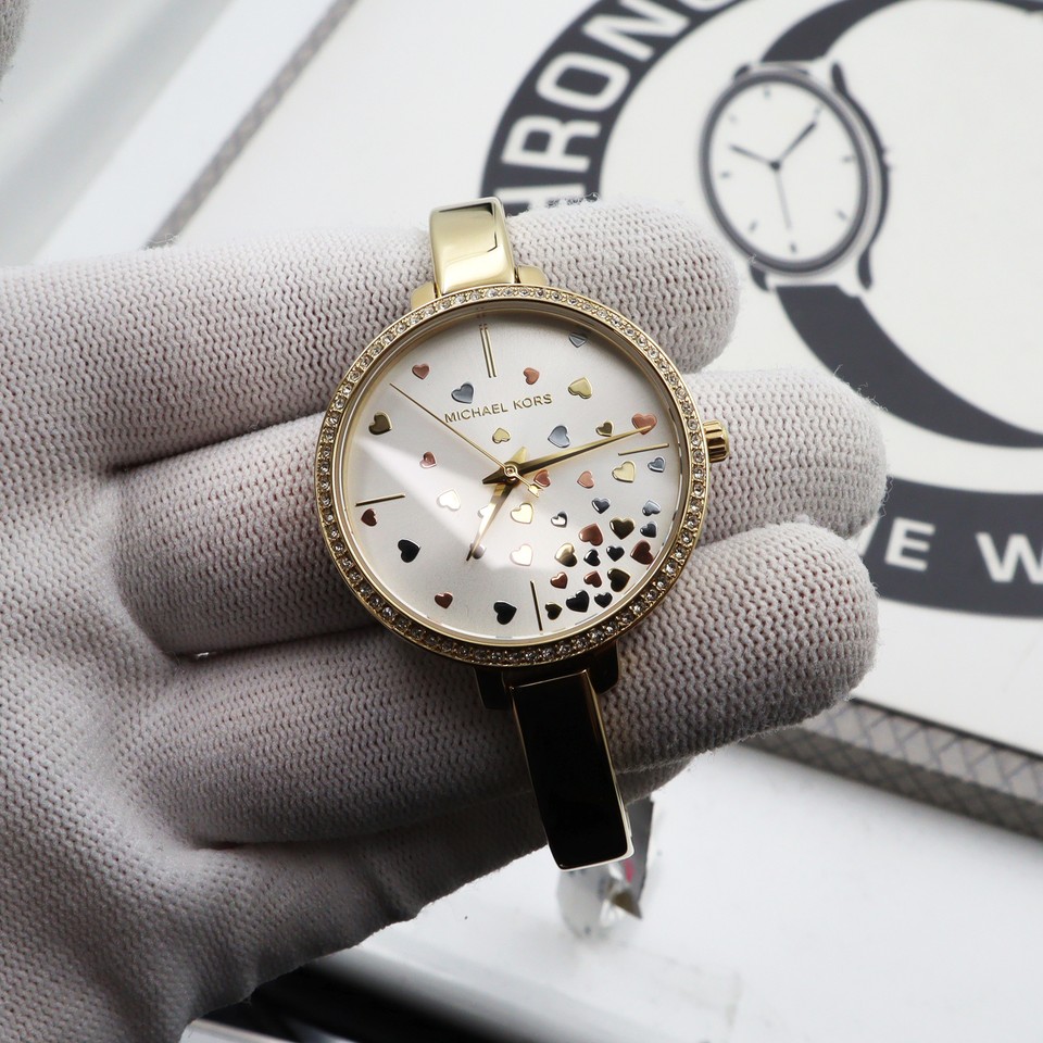 Michael Kors Jaryn 36mm PVD Steel Silver Hearts Dial Quartz Ladies ...