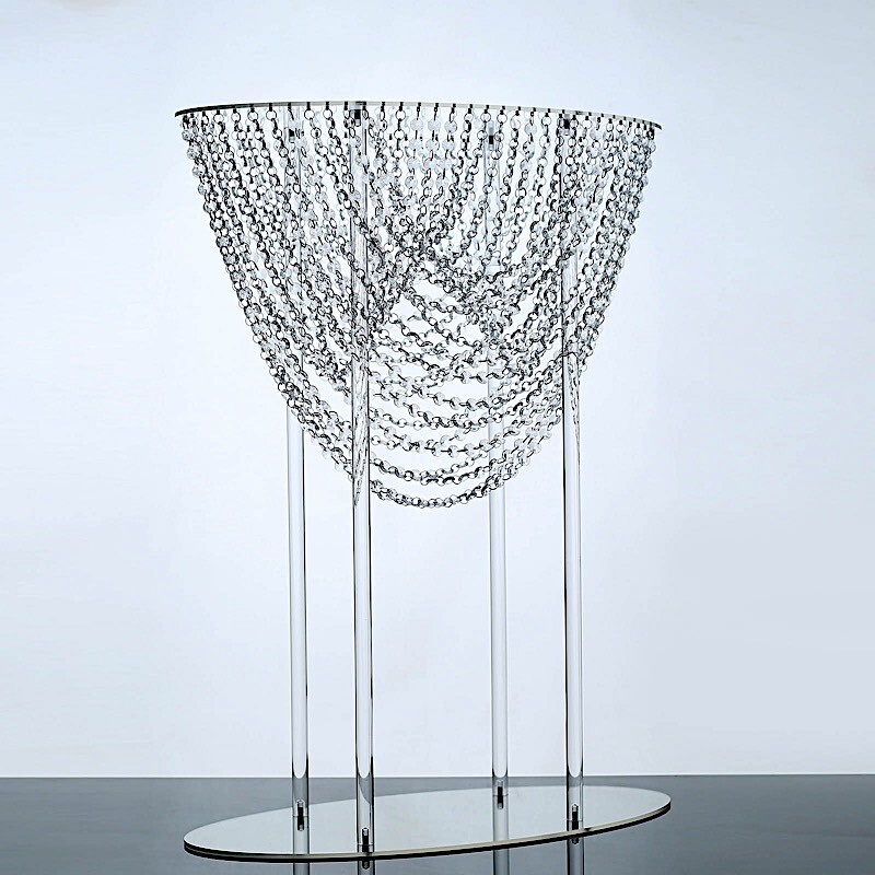 Clear 32 in Acrylic Flower DISPLAY STAND Crystal Chandelier Centerpiece ...