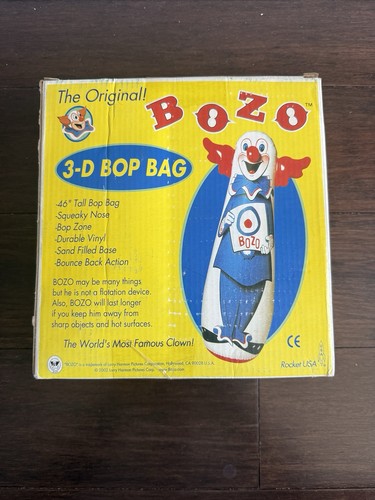 2002 Original Inflatable Bozo The Clown Punching 3-D Bop Bag 46" Inch ...