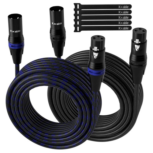 XLR Microphone Cable 10 Feet (2 Pack, Multi Colored), 3 Pin Shielded ...