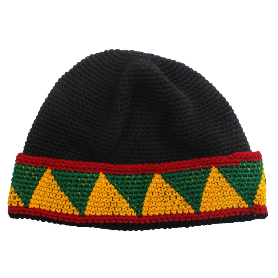 Handmade Crochet Beanie Cap Hat Africa Rasta Reggae Jamaica Surfer XL ...