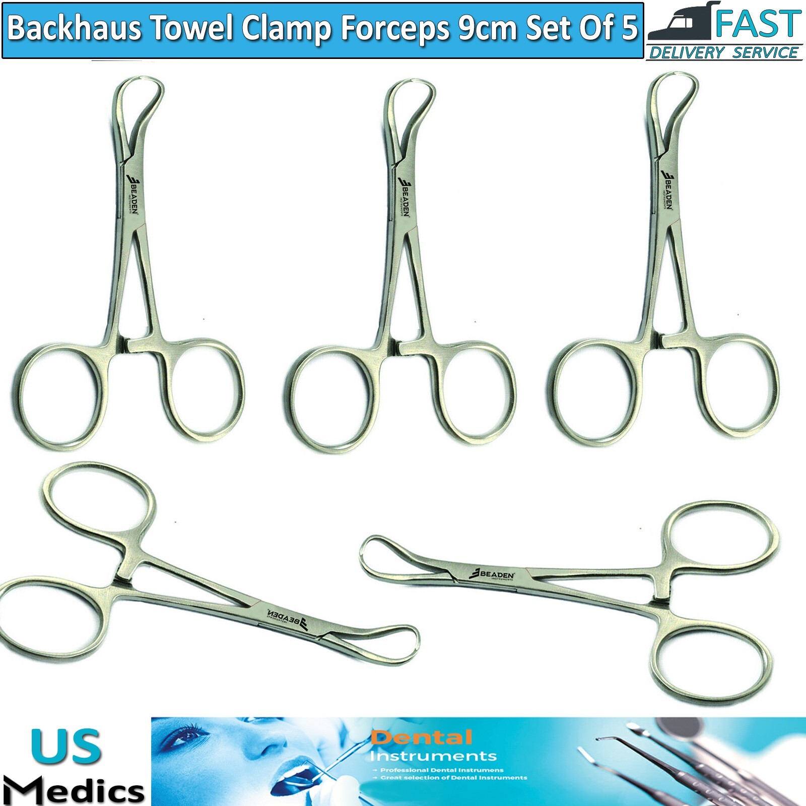 Veterinary Surgical Backhaus Towel Clamp Surgical forceps 9cm Stainless ...