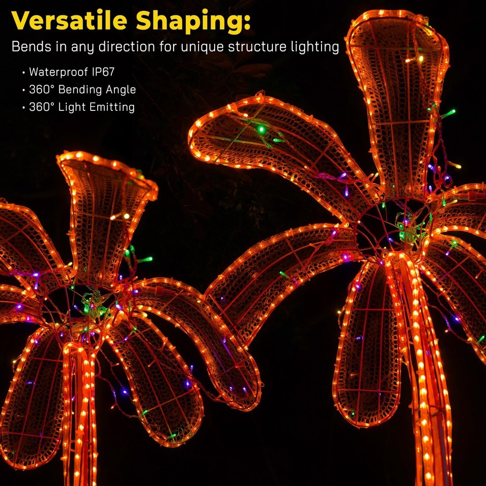 LED Rope Light 10/20/25/50/100/150ft Outdoor Tree Waterproof Holiday ...