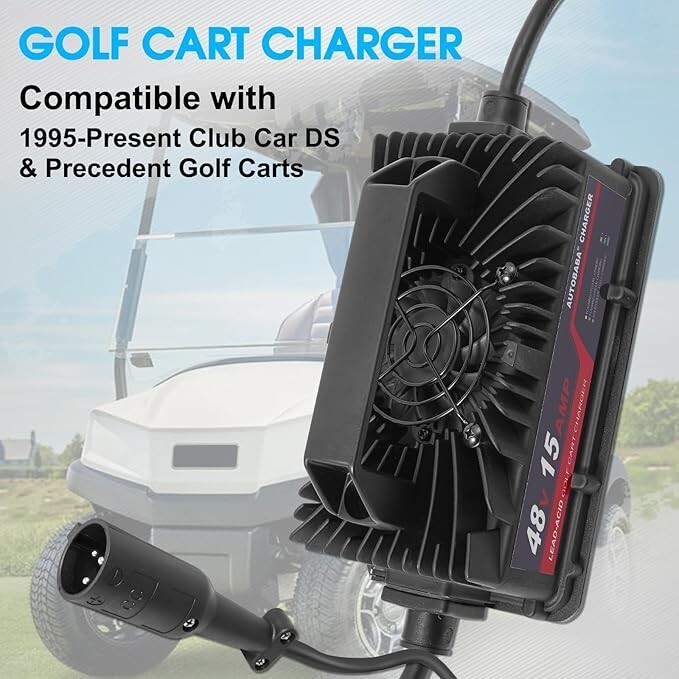 AUTOBABA 48 volt - 15 amp Golf Cart Battery Charger 3-Pin Triangle ...