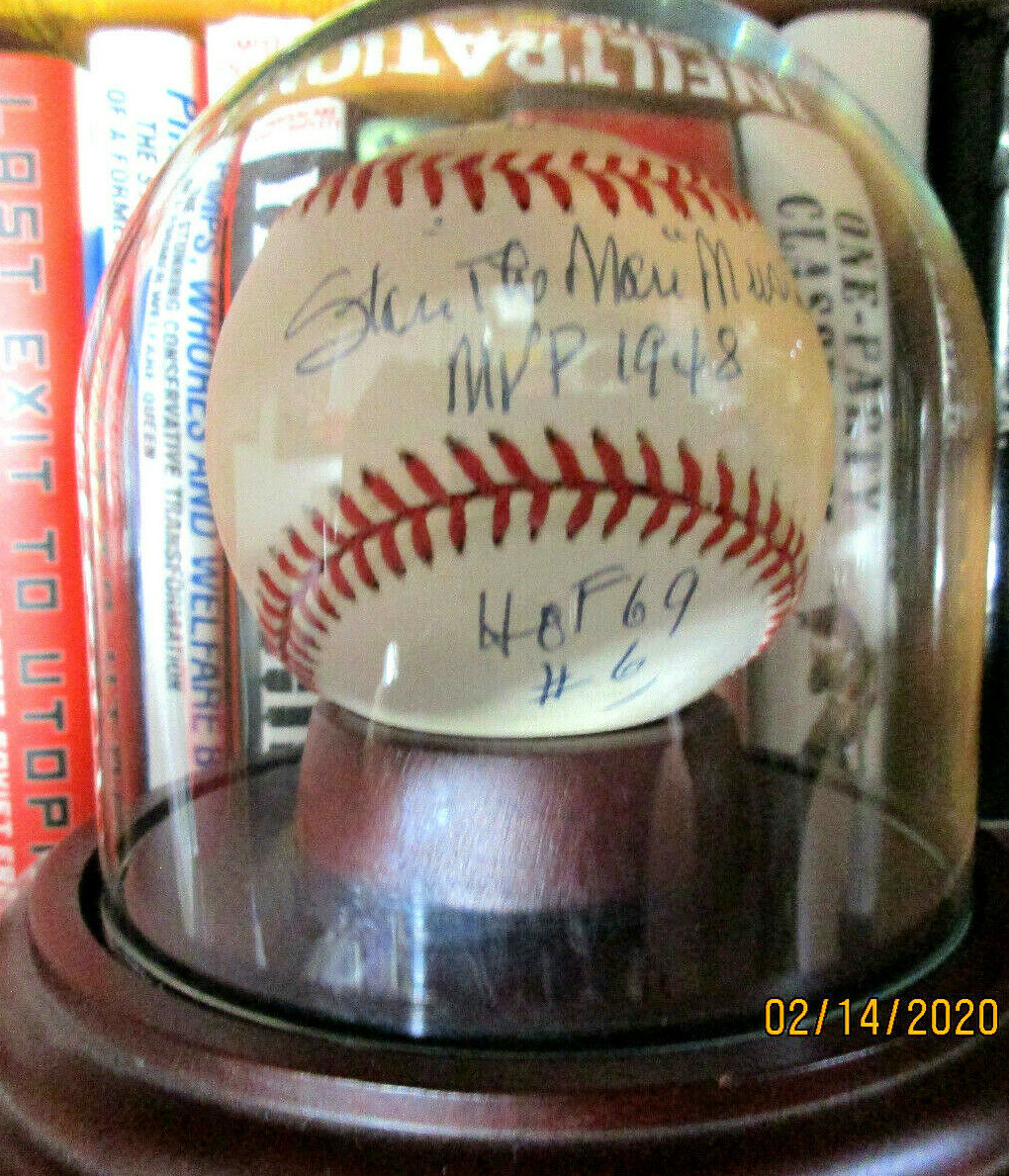 STAN THE MAN MUSIAL AUTOGRAPHED 1948 STAT BALL W GLASS CASE MVP | eBay