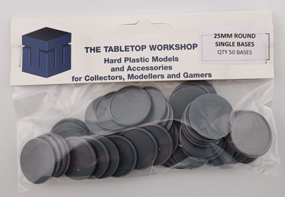 25mm ROUND LIPPED BASE WAR GAMING MODELLING SOLDIERS HARD PLASTIC NEW ...