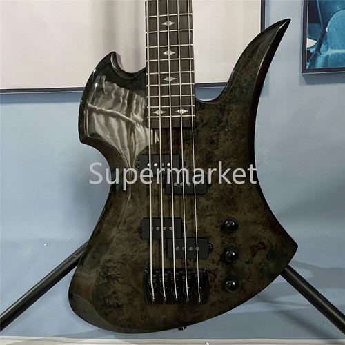 Black Mockingbird Electric Bass Guitar 5String Solid Body Tree Burl Top ...
