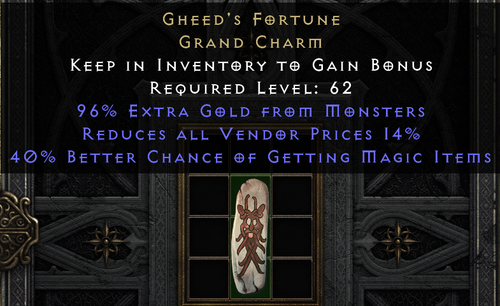 Gheed's Fortune Grand Charm 40MF Gheed- Diablo 2 D2R Ladder Season 2 SC ...