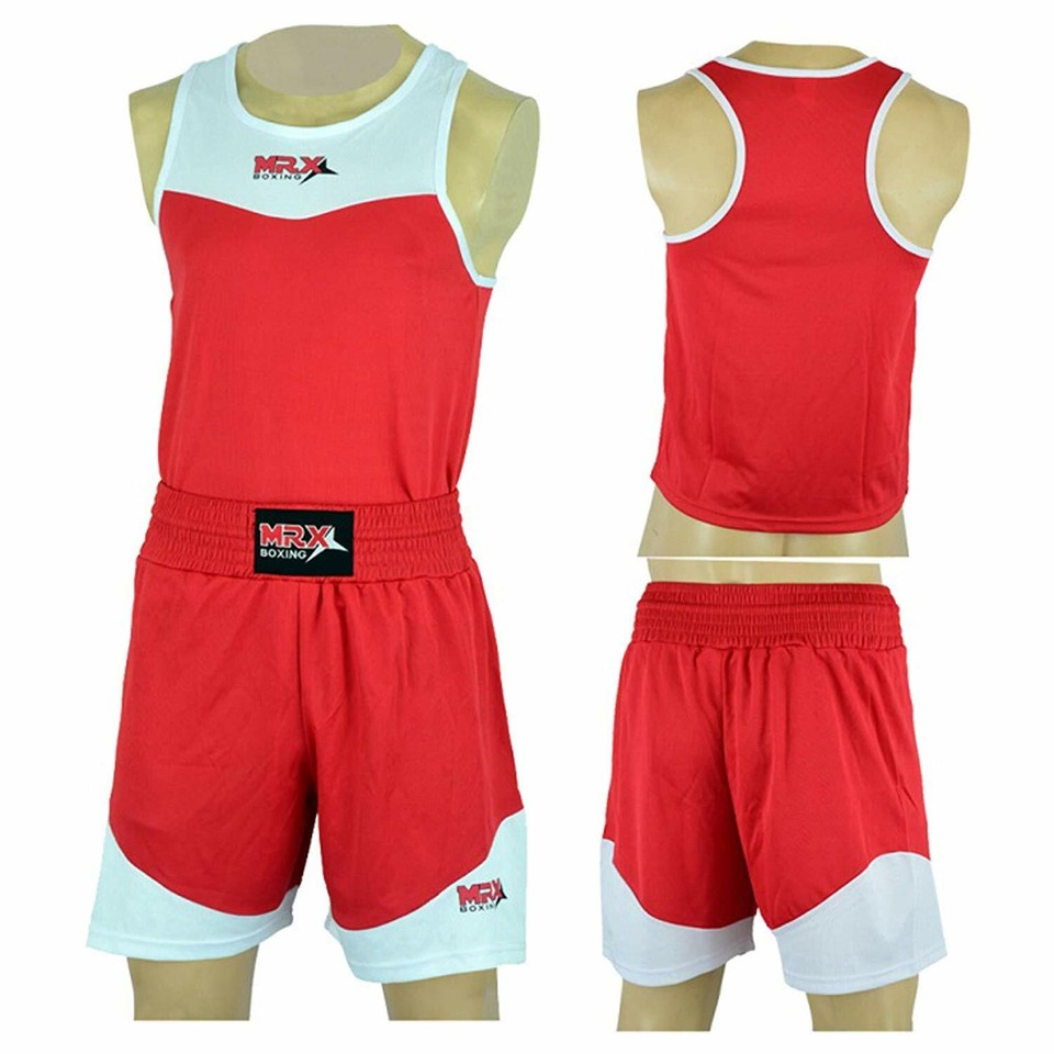 MRX Mens Boxing Jersey Trunk Tank Top Set Suit Shorts Fighting ...