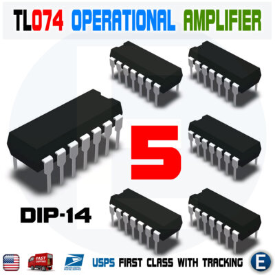 5pcs TL074CN TL074 Quad FET Low Noise OpAmp Operational Amplifier IC TI ...