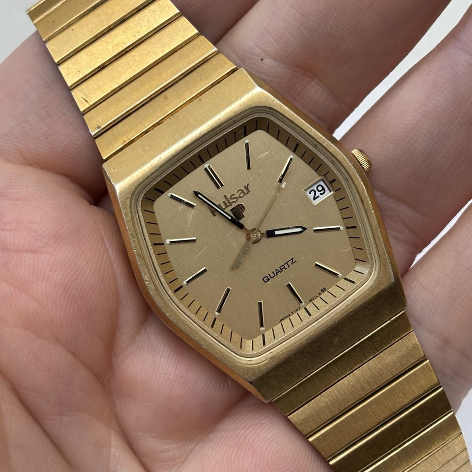 Neo-Vintage Pulsar By Seiko Y147-5019 Gold Tone Men's Watch 1980s ...
