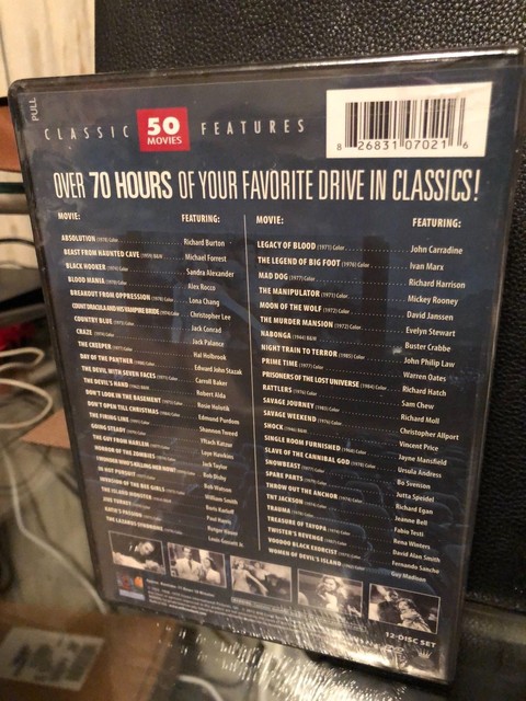 Drive-In Movie Classics 50 Movie Megapack (DVD, 2005, 12-Disc Set) for ...