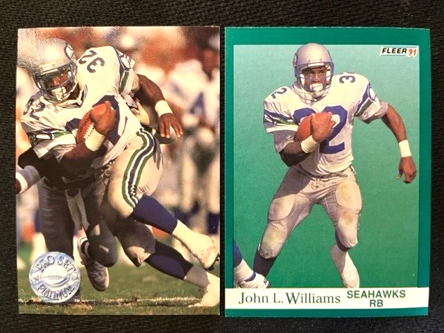 NFL - John L Williams 1991 Pro Set Platinum & 1991 Fleer Football ...