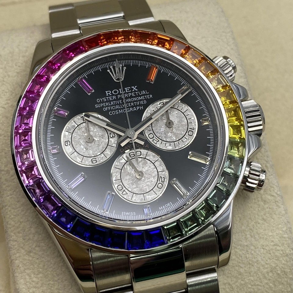 Rolex Cosmograph Daytona 40mm Custom Rainbow Bezel Black Dial Mens ...