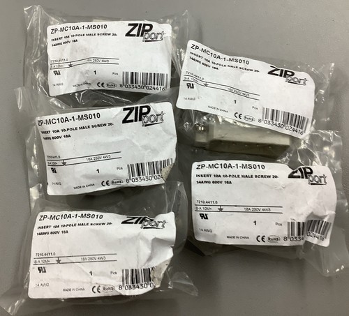Lot of 5 ZipPort ZP-MC10A-1-MS010 10-Pole 16A Male Inserts (B551) | eBay