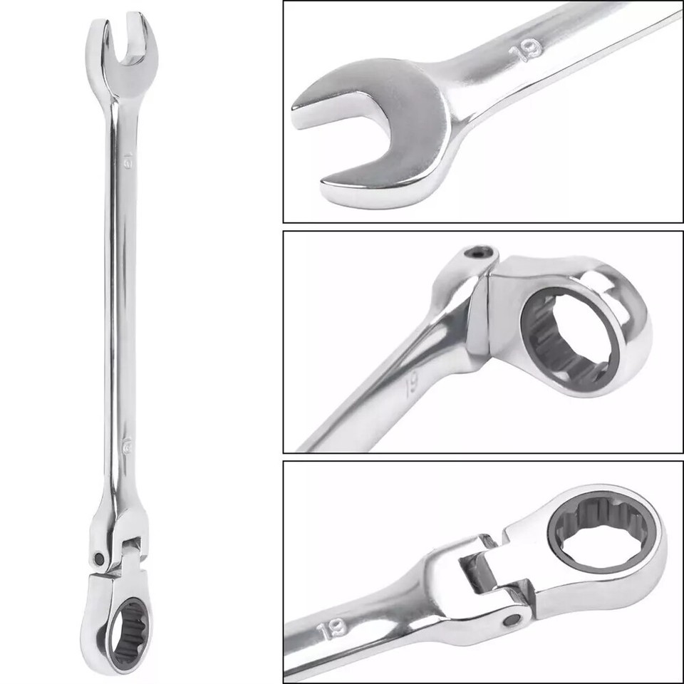 8Pcs Metric Ratchet Flexible Spanner Set 8-19mm Combination Wrench ...