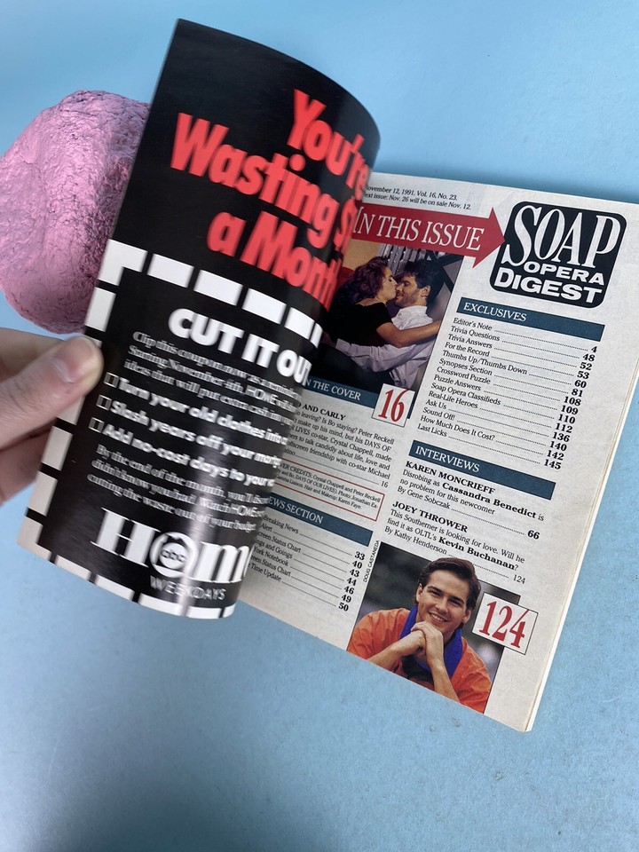 Soap Opera Digest Nov 12, 1991 Will Bo Leave Days? Real-life Amnesia ...