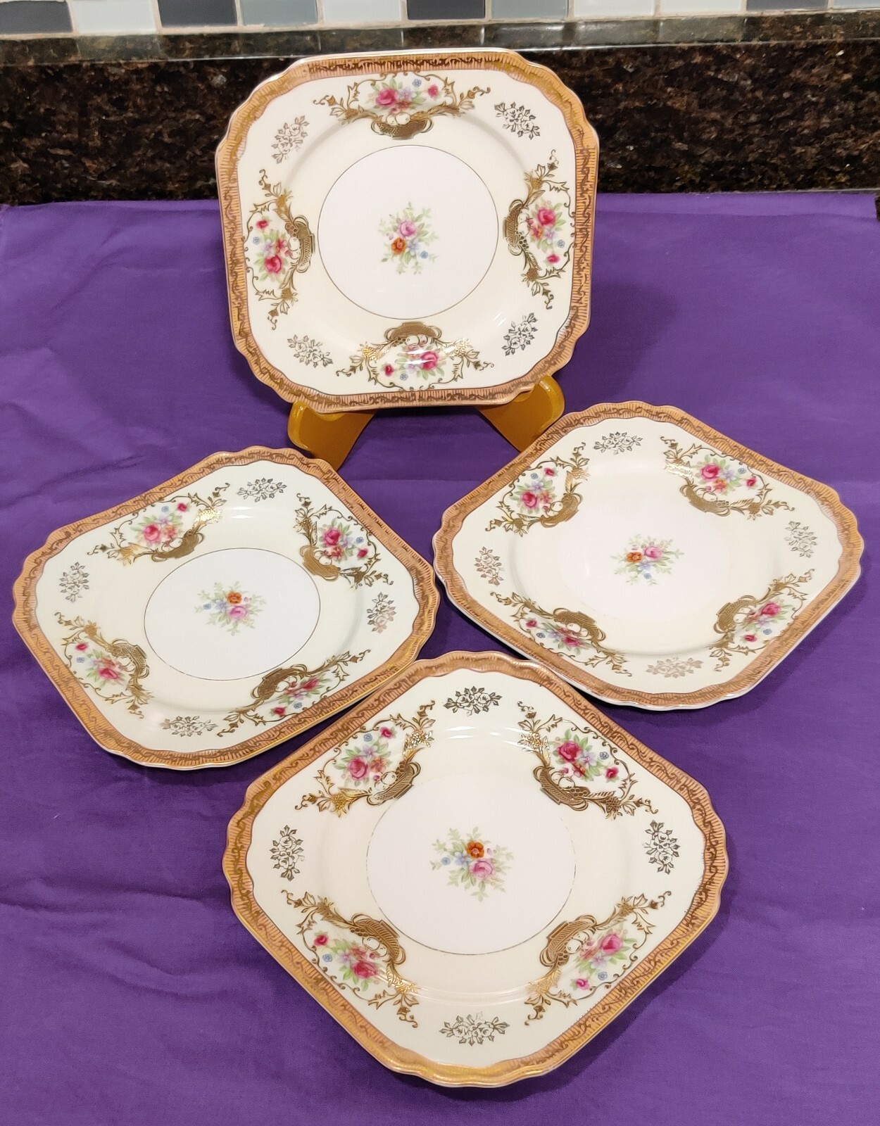 Gold Coast China. Square Plates. Gold Gilt Edges. Vintage. Set of 4 ...