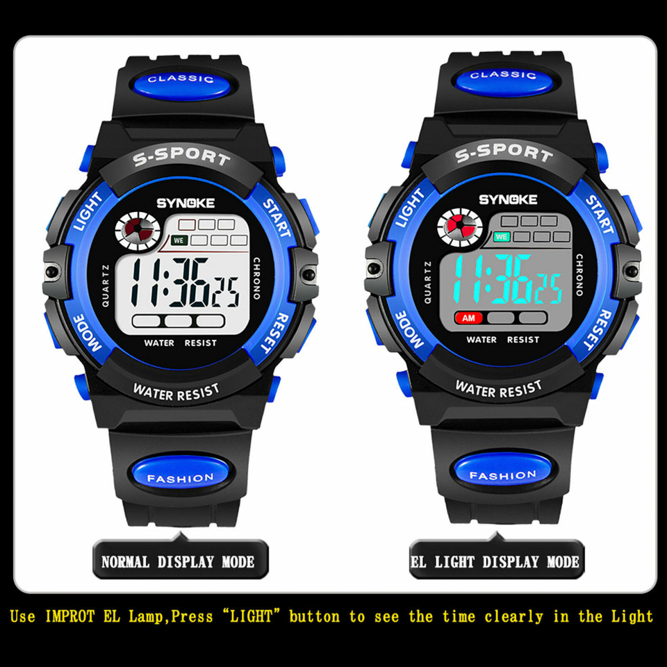 Child Boy Girl Kids Sports Digital Watch LED Wristwatch Waterproof ...