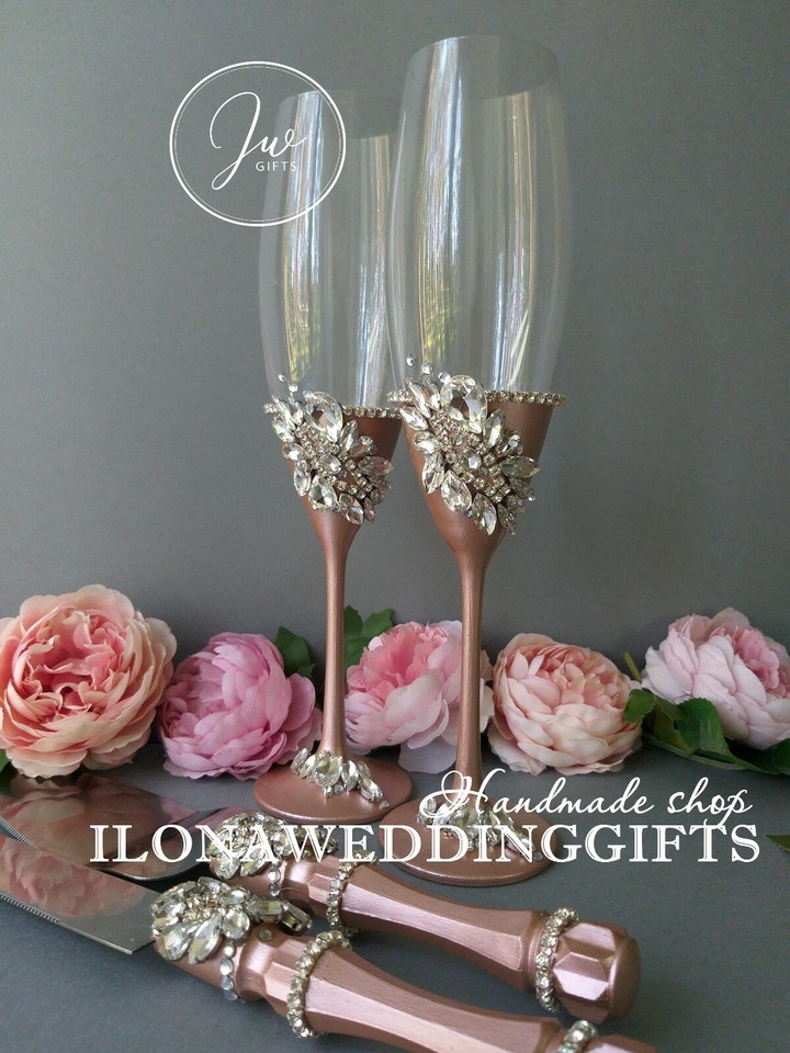 Swarovski Personalized Wedding Toast Glass Elegant Luxury Bling Sparkle ...