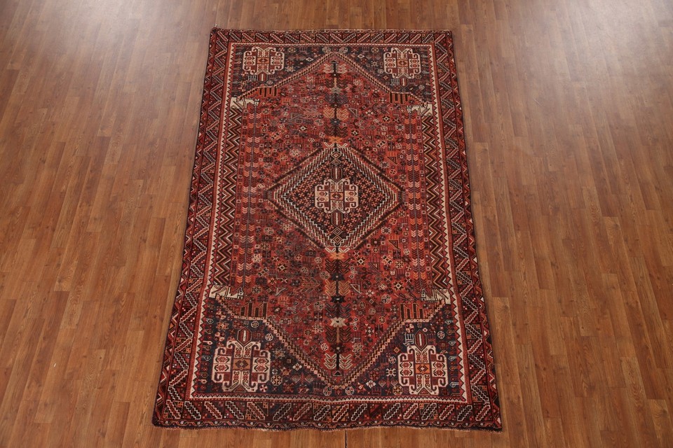 Antique Geometric Abadeh Rug Wool Hand-knotted 5x9 ft. Tribal Carpet | eBay