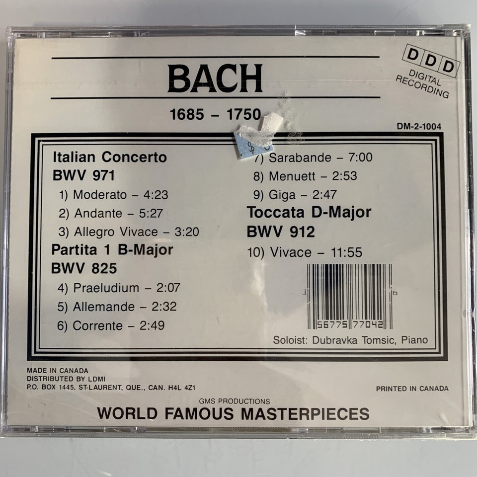 Bach: Italian Concerto; Partita BWV 825; Toccata bwv 912 (CD, Sep-1994) New | eBay UK