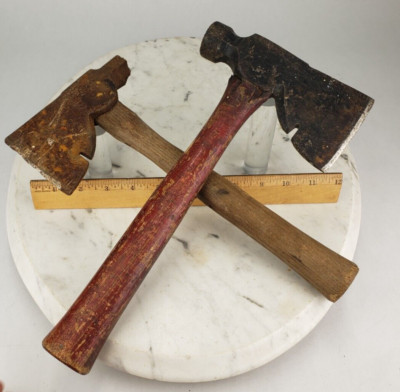 2x Vintage Axe- PLUMB Carpenter Construction Hatchet 13" Hickory Red ...