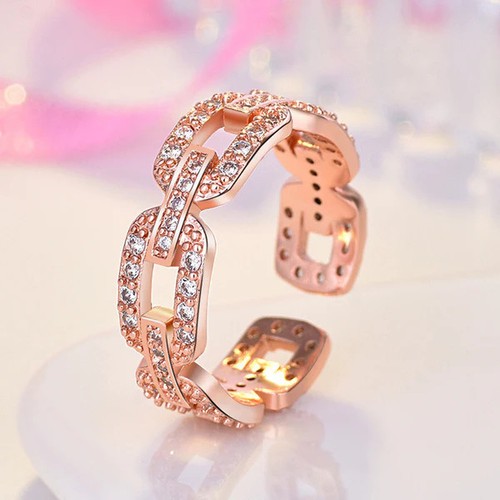 Rose Gold Plated Korean Ring Cubic Zirconia Studded Contemporary Style | eBay
