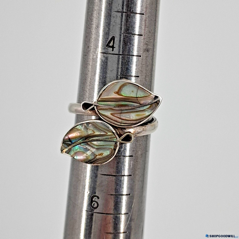 Navajo Abalone Leaf Sterling Silver Handcrafted Adjustable Bypass Ring 2.1g L22 | eBay