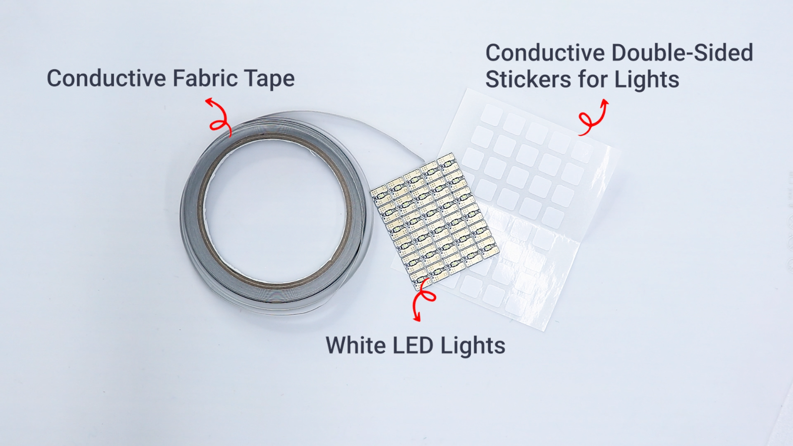 White LED Circuit Stickers and Conductive Fabric Tape For DIY Craft ...