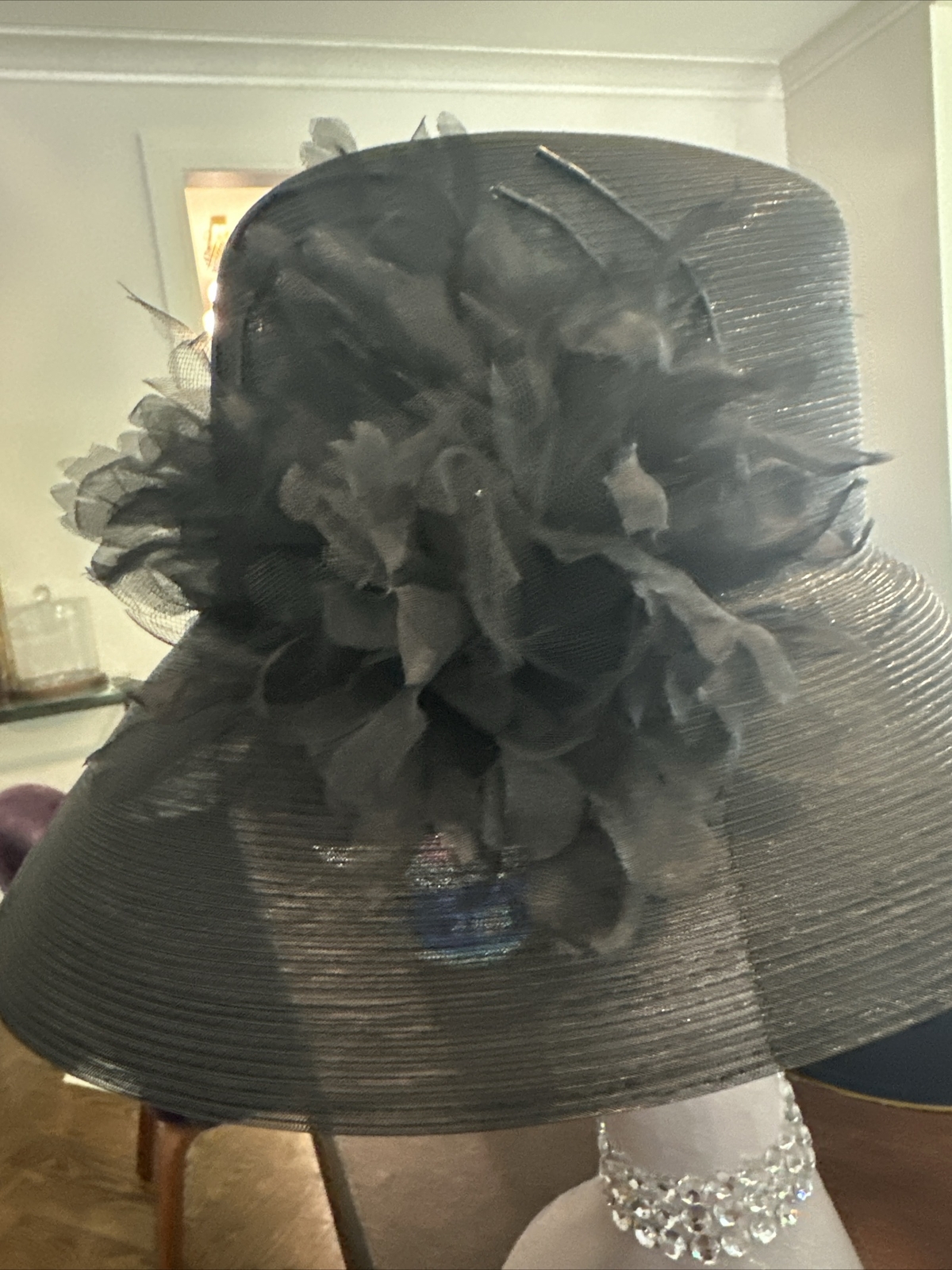 Patricia Underwood Sheer Hat Back With Beads & Flower… - Gem