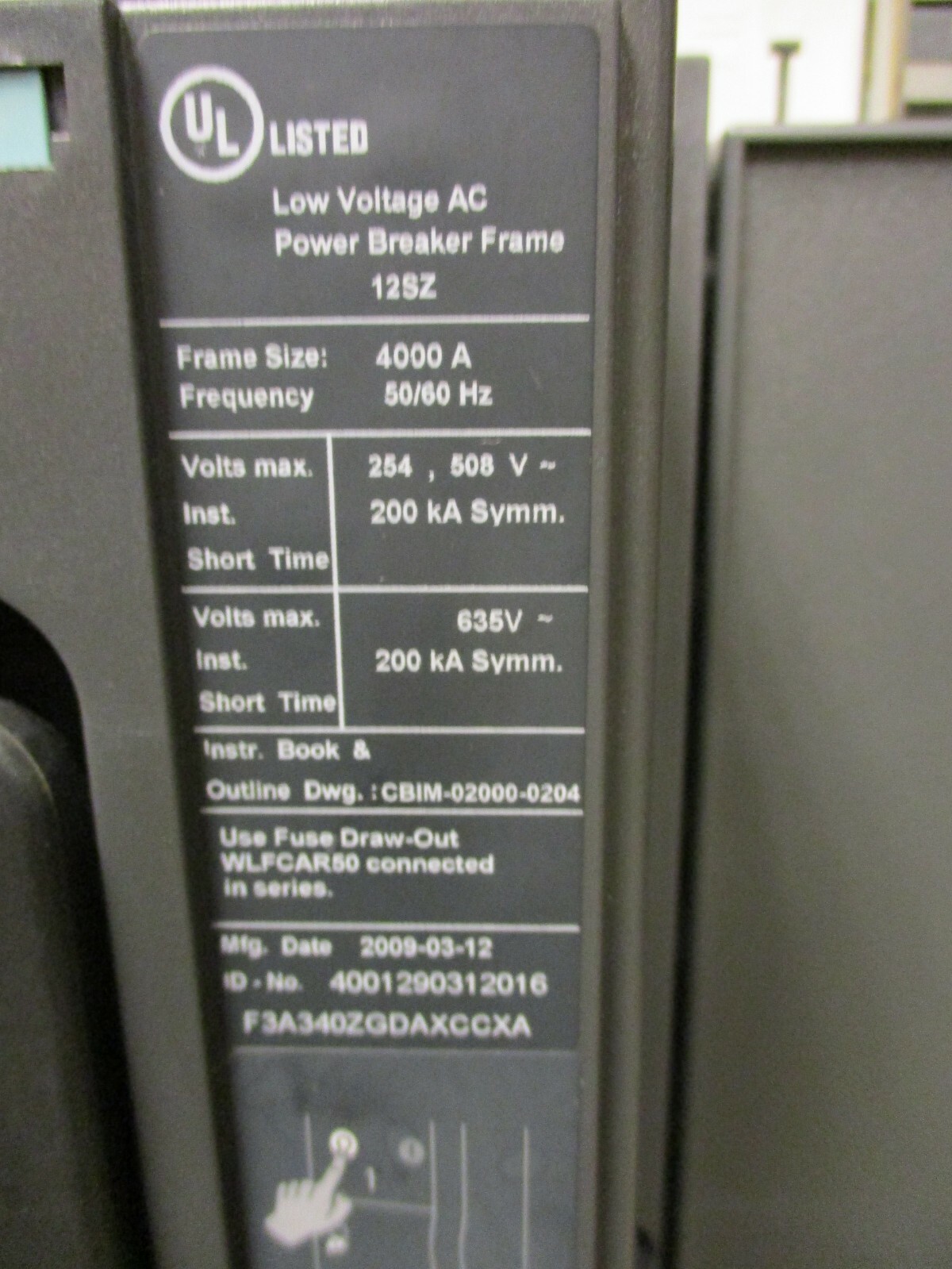 SIEMENS WLF3A340 WL Breaker 4000A ETU745 LSIG -TEST REPORT+WARRANTY ...