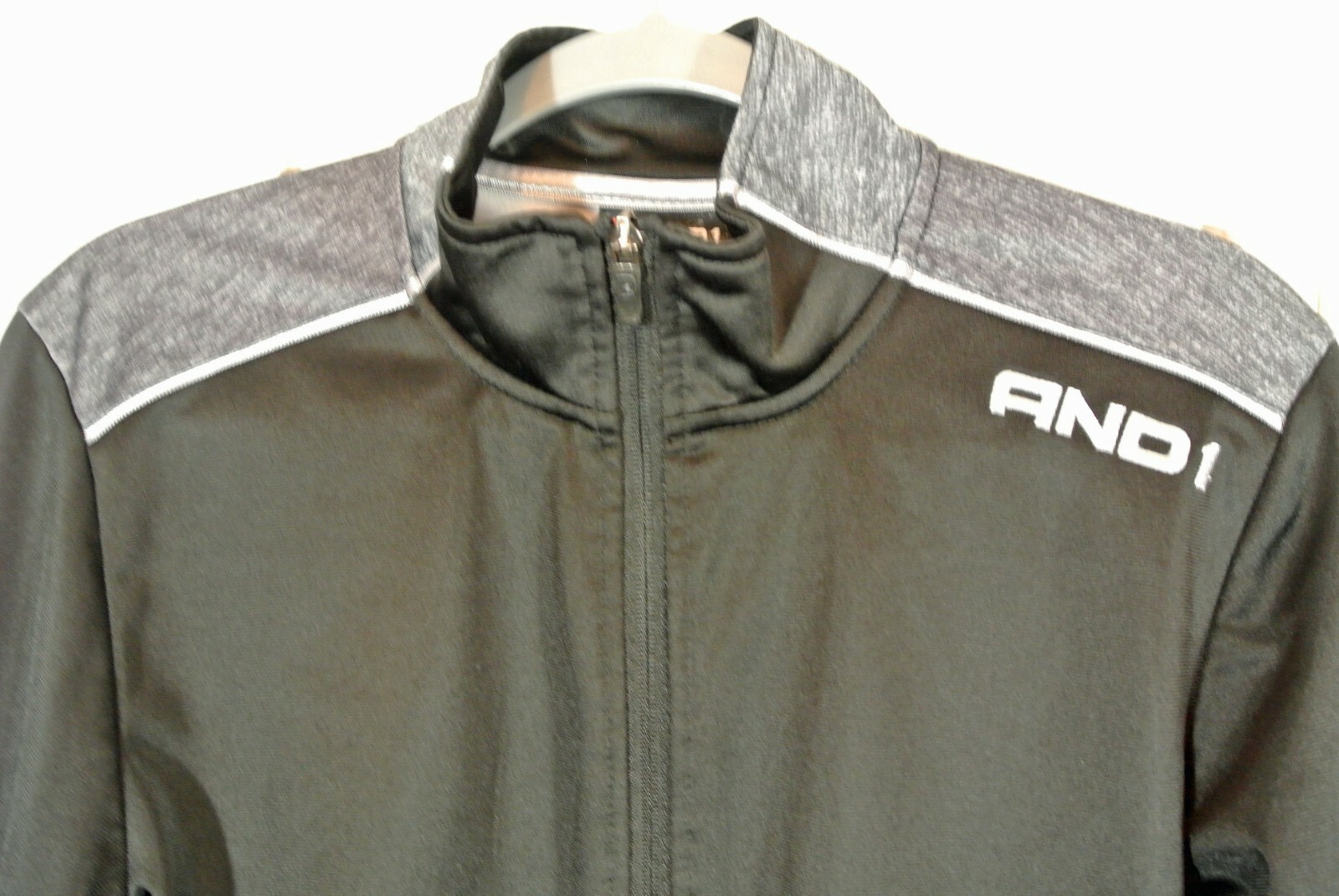 AND1 Mens Track Jacket Black Gray Zipper Jacket Sz S | eBay