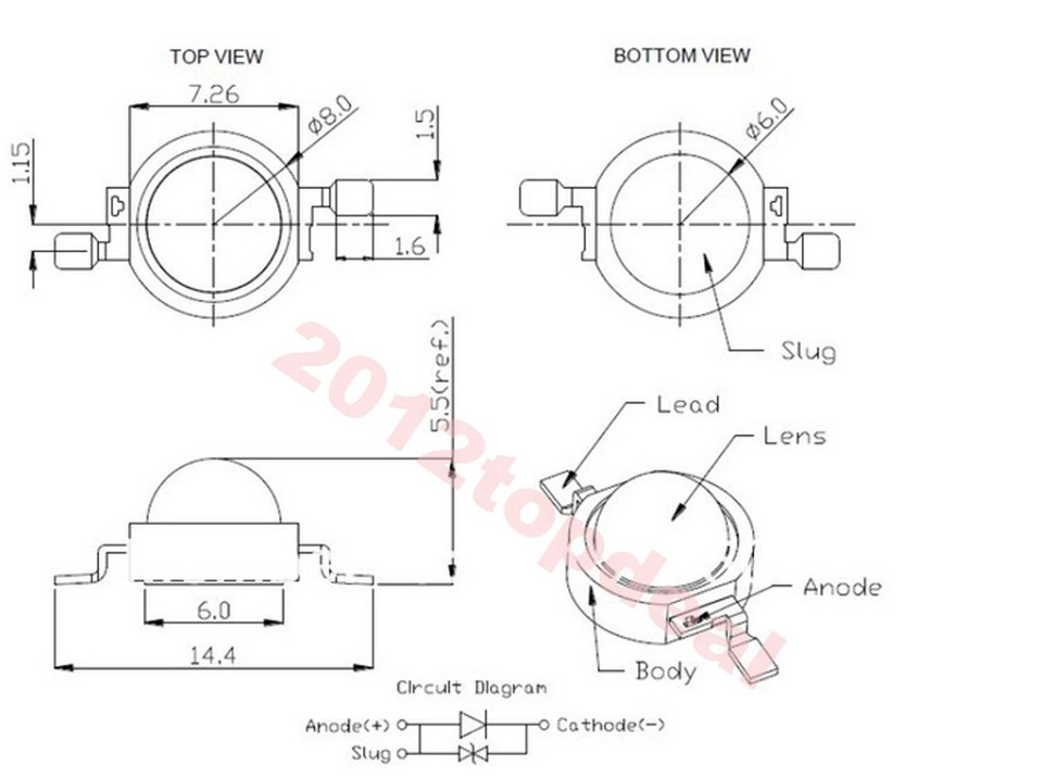 10pcs High Power 1W Royal Blue LED Emitter 445nm 32mil led Chip DC 3.0 ...