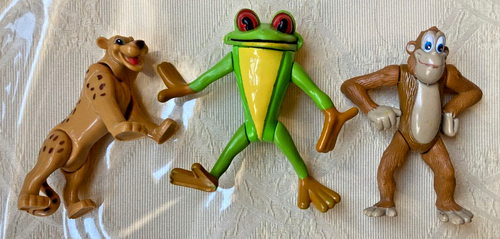 2000 Rainforest Cafe Frog Monkey Tiger Action Figures Jointed 3” Toys ...