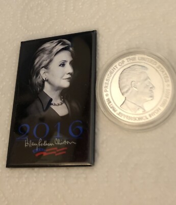 CLINTON WHITE HOUSE SILVER CHALLENGE COIN & HILLARY MAGNET PHOTO ...