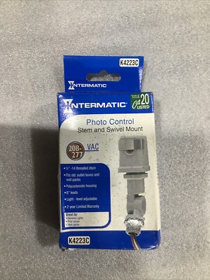 INTERMATIC K4223C PHOTO CONTROL, STEM AND SWIVEL MOUNT, 208/277VAC, NIB ...