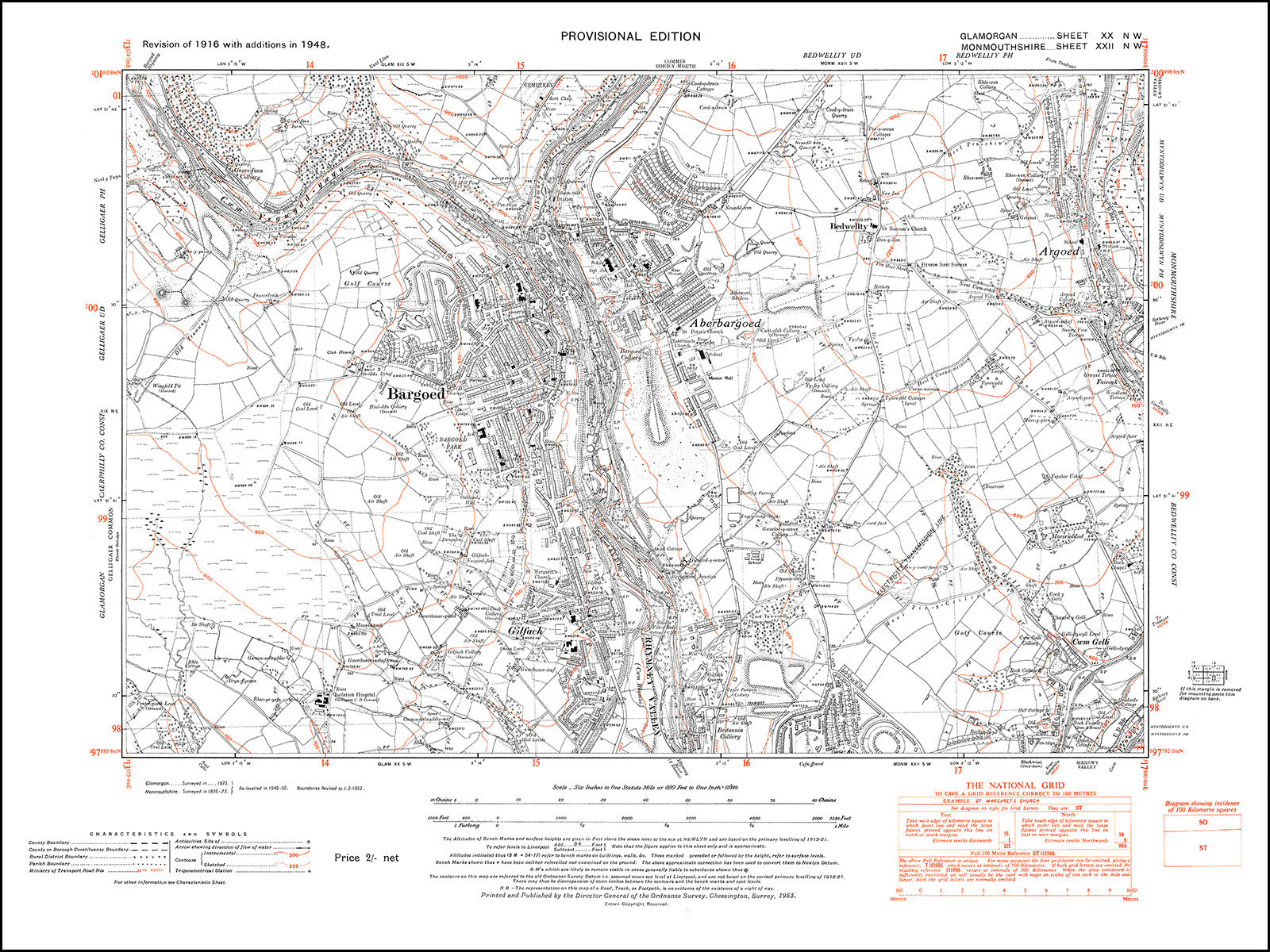 Bargoed, Gilfach, old map Glamorgan 1948: 20NW repro Wales | eBay