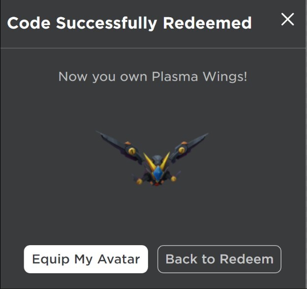 Roblox: Plasma Wings Digital Toy Code (HasSpecialEffects) [Sent In Messages] 🪽 | eBay