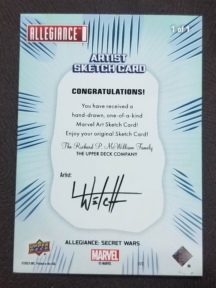 2024 Marvel Allegiance Secret Wars Venom Sketch by Luke Welch | eBay