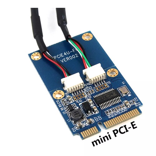 New Mini PCI-E to USB Adapter mPCIe to 5 Pin 2 Ports Dual USB2.0 ...